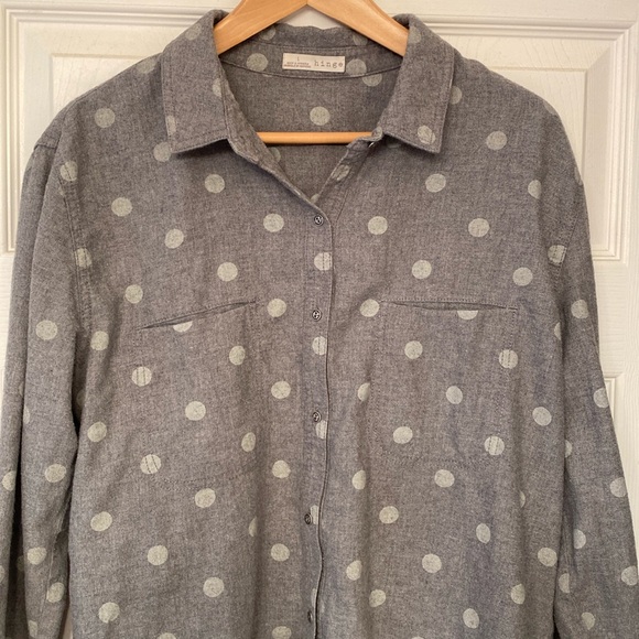 hinge | Tops | Hinge Light Gray Polka Dot Buttonup Shirt | Poshmark